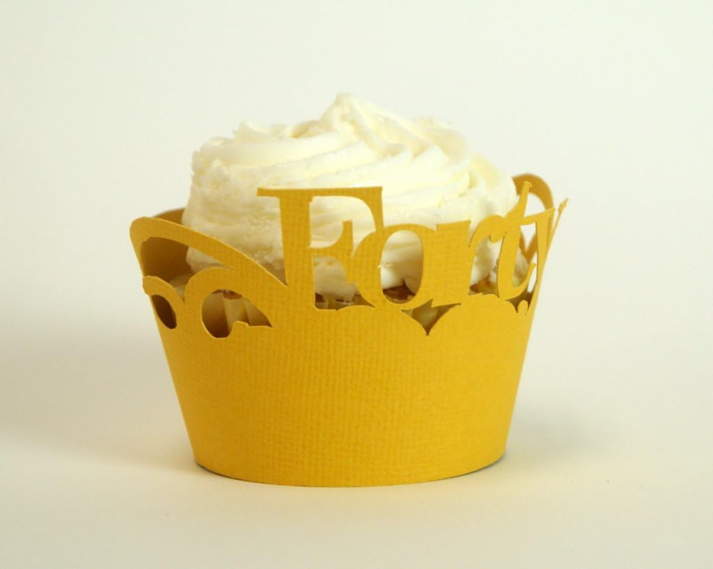 Amazon.com: All About Details Forty Cupcake Wrappers, Set of 12 (Gold ...