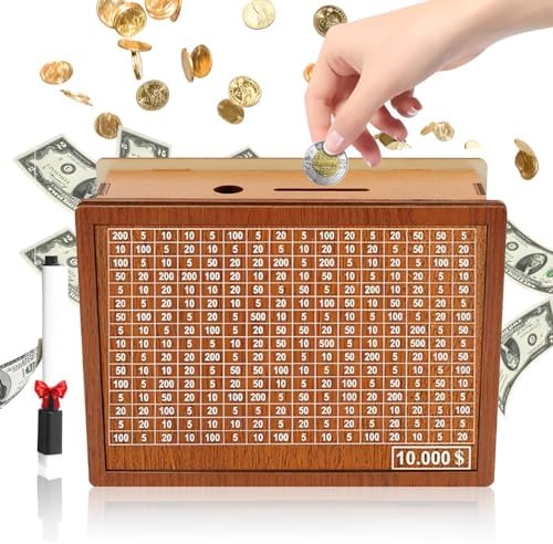 Amazon.com: Cash Vault Wooden Savings Box, Wooden Cash Saver Money Box ...