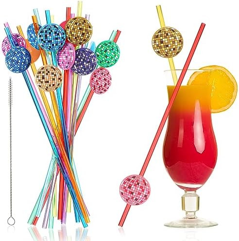 Amazon.com: xo, Fetti Disco Ball Reusable Swirly Straw Set - 16 pc ...