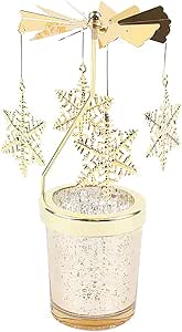 Amazon.com: Spinning Tea Light Candle Holder, Gold Snowflake Candle ...