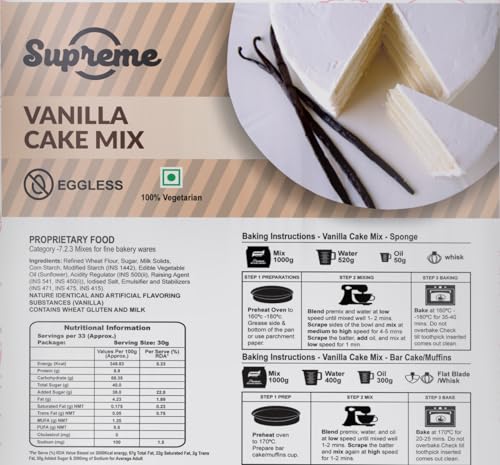 Supreme - Vanilla Cake Mix Eggless | Premium Baking solutions | Instant ...
