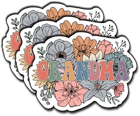 Amazon.com: (3Pcs) Grandma Floral Sticker – Waterproof Vinyl Stickers ...