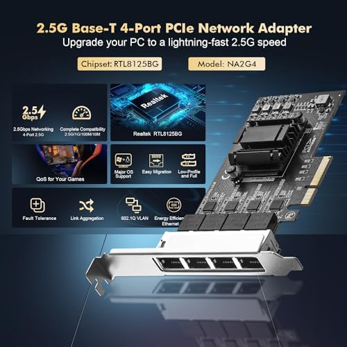 Snapklik.com : 4 Ports 2.5G PCIe Network Adapter, RTL8125B LAN ...