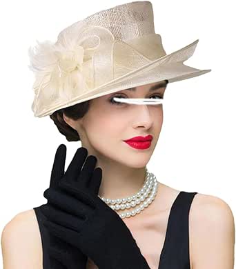 Women Luxury Wedding Bridal Caps Formal Church Flat Top Hats With ...