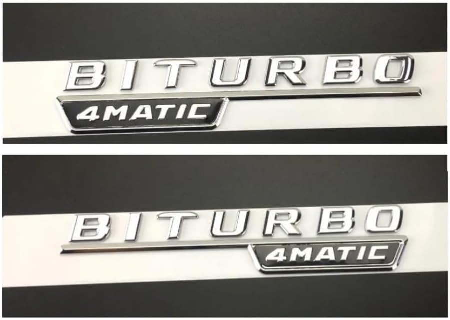 Amazon.com: Flat Chrome BITURBO 4MATIC Plastic Car Trunk Fender Letters ...
