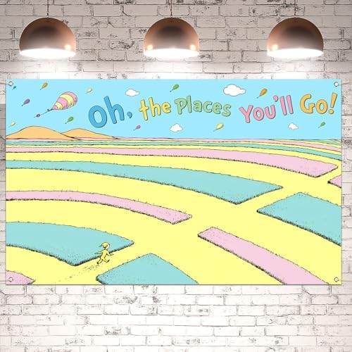Amazon.com : Oh The Places You'll Go Photo Booth Backdrop Graduation ...