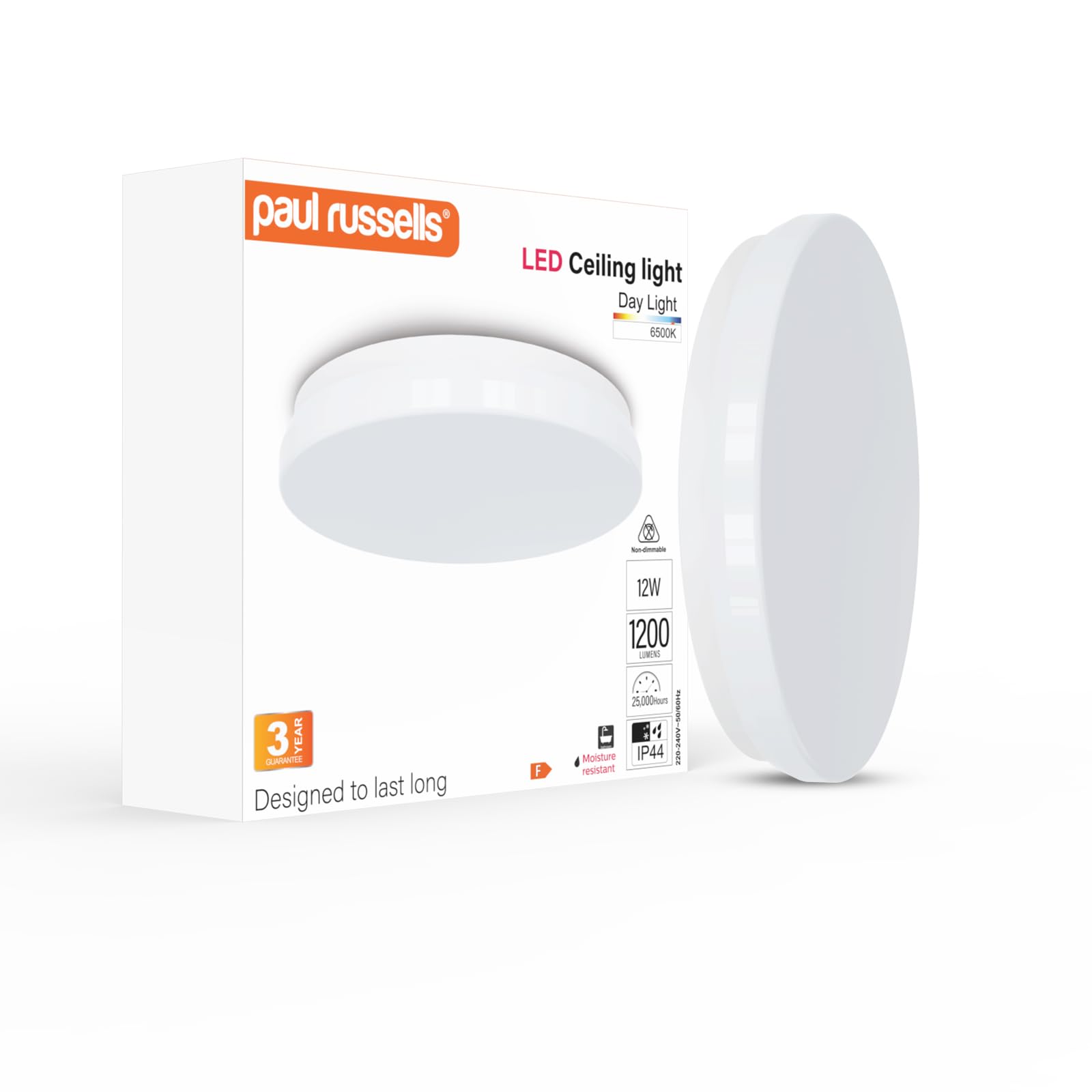 paul russells 12W LED Ceiling Light, 1200lm, Bright Daylight 6500K ...