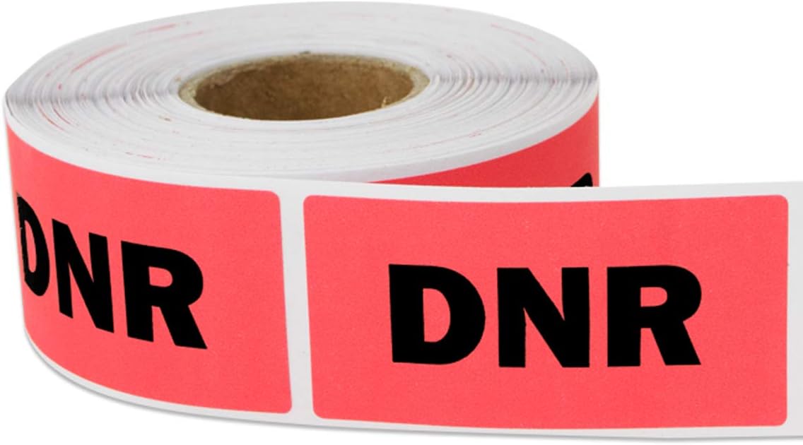 Amazon.com: 300 etiquetas DNR, 1 x 2 pulgadas, no resucitar, para ...