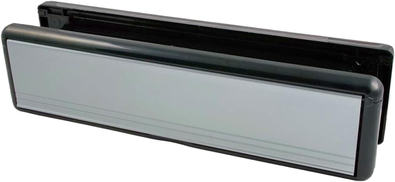 10" UPVC Sleeved Door Letter Box Plate - Silver Flap with Black ...