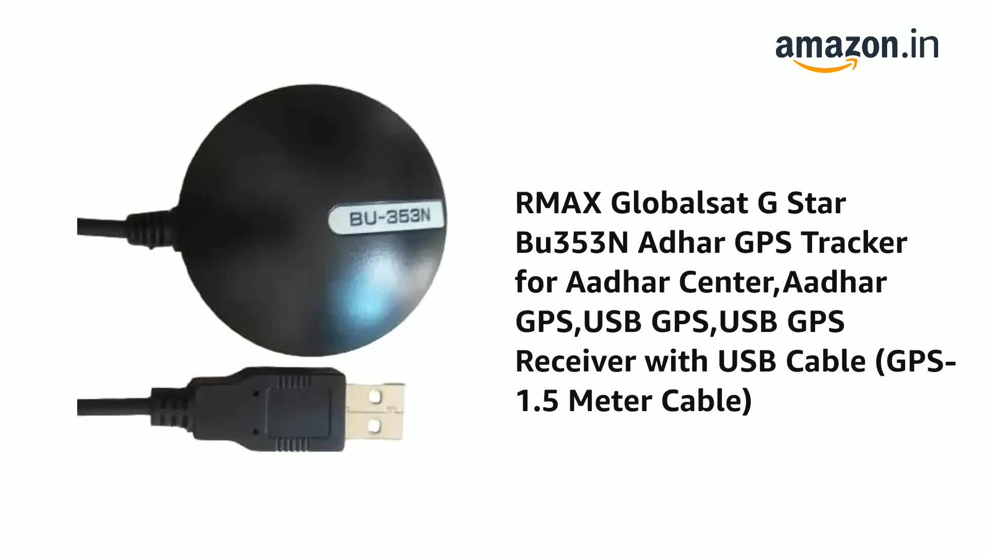 Watch RMAX Globalsat G Star Bu353N Adhar GPS Tracker for Aadhar Center ...