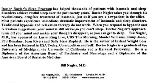 Doctor Nagler's Sleep Program (6 Tape Box Set): Nagler, Bill ...