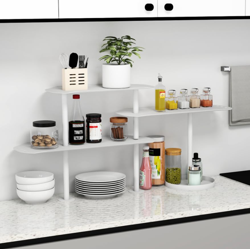 Amazon.com: STWWO Kitchen Countertop Organizer, 3 Tier Adjustable Metal ...