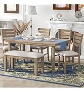 Amazon.com - Dining Table Set for 6, Rectangular Dining Table with ...