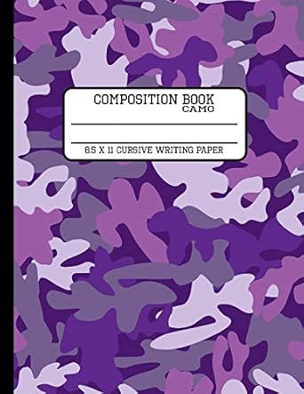Camo Composition Book Cursive Writing Paper: Trendy Purple Camouflage ...