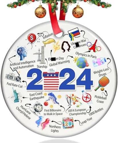 Amazon.com: Christmas Ornaments 2024,Year in Review Ceramic Ornament ...