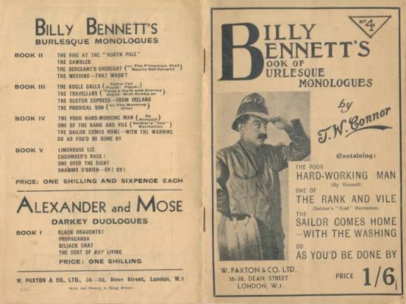 Billy Bennett's Book of Burlesque Monologues, No 4: Billy Bennett ...