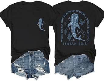 Amazon.com: Cute Shark Shirt Whale Shark Christian Summer Shirts Ocean ...