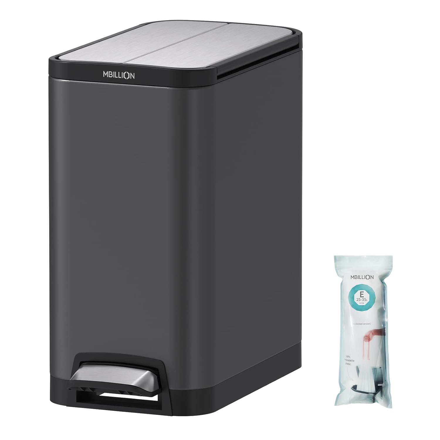 Mbillion Step Trash Bin with Liner 25 Liter Butterfly Lid Open Silent ...