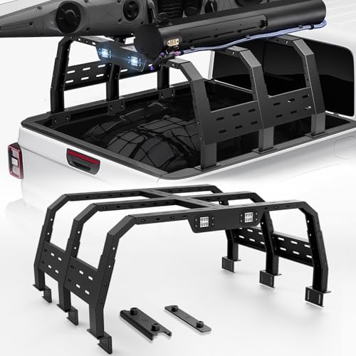 Amazon.com: YZONA 23" High Overland Bed Racks with 2 Led Light Truck ...