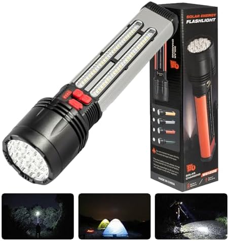 Amazon.com: CWXCZY Solar/Rechargeable Multi Function 9000 Lumens LED Flashlight,7 Mode ...