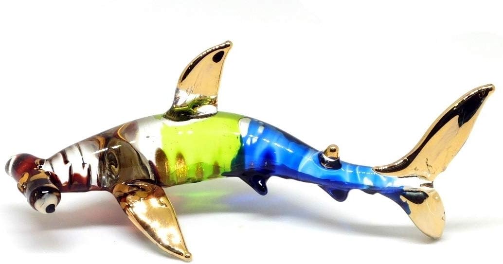 Amazon.com: Handmade Mini 2" Hammerhead Shark Figures Blown Glass Art ...