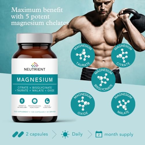 Neutrient Magnesium Complex Supplements - 120 Capsules Containing Four ...
