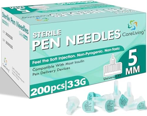 Amazon.com: CareLiving Insulin Pen Needles 33G 5 mm (3/16”), 200 Count ...