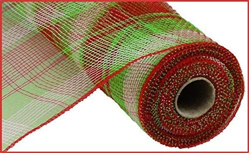 Amazon.com: Plaid Deco Poly Mesh Ribbon - 10 inch x 10 Yards (Red, Lime ...