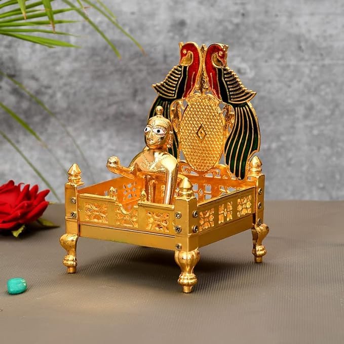 Buy Gold Plated Metal God Singhasan of Laddoo Gopal for Pooja Mandir ...