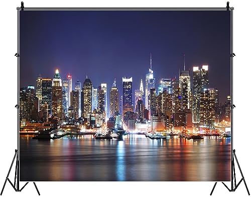 Amazon.com : New York City Backdrop Manhattan Midtown Night Scene ...