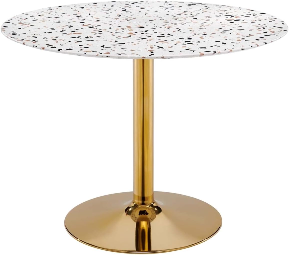 Amazon.com - Modway Verne Round 40" Terrazzo Dining Table in Gold White ...