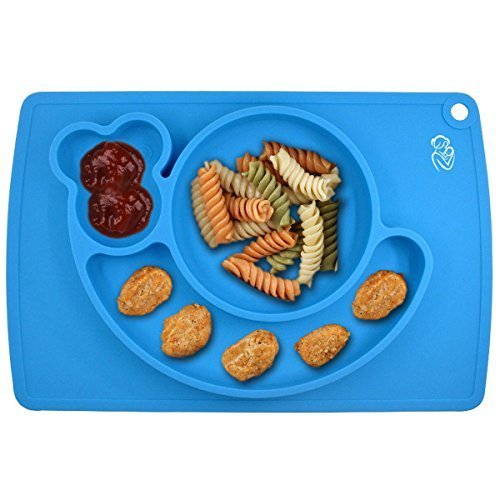 Silicone Children Placemat+3 Compartments Plate for Kids Babies Child ...