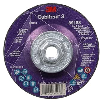 Amazon.com: 3M Cubitron 3 Cut and Grind Wheel, 89158, 36+, T27, 4-1/2 ...