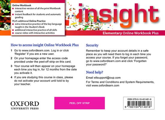 insight: Elementary Online Workbook Plus: Oxford: 9780194014816: Amazon ...