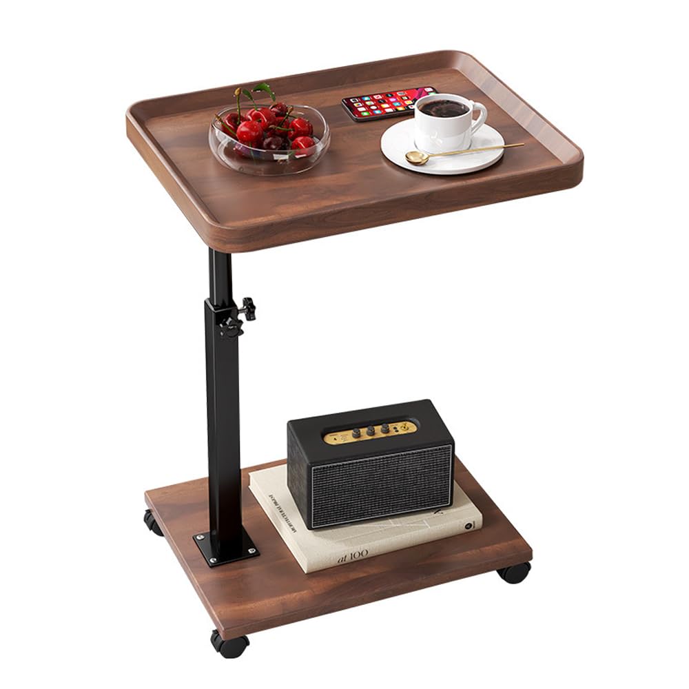 C Shaped Side Table with Wheels, Height Adjustable and 360° Rotating ...