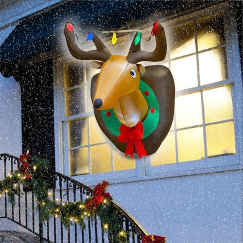 Amazon.com: BLOWOUT FUN 3ft Inflatable Christmas Rudolph Wreath ...