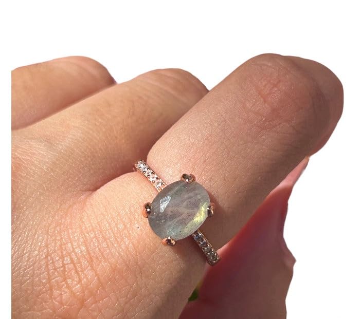 Amazon.com: Natural Labradorite Ring Engagement & Wedding Ring ...