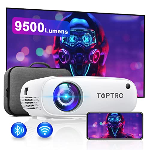 Mini Projector,TOPTRO 2022 Upgraded Projector with WiFi and Bluetooth ...