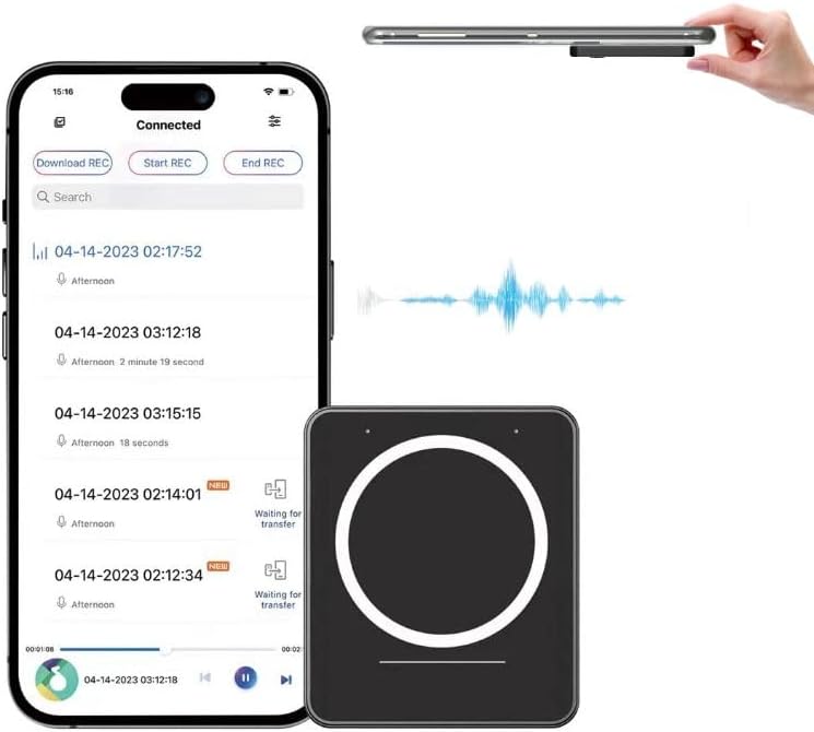 64GB Ai Smart Voice Recorder,Magnetic Portable Smart Phone Call Audio ...