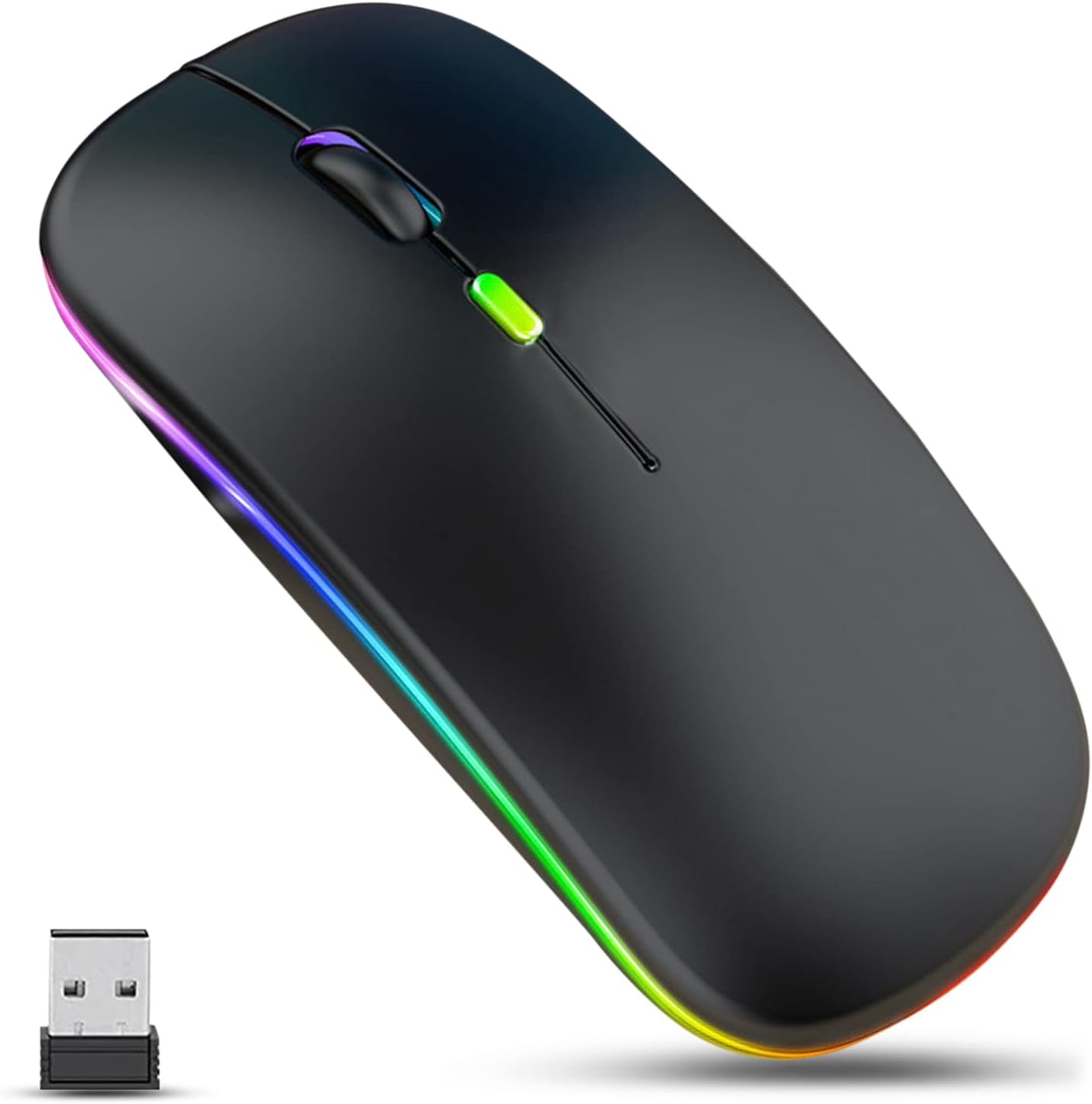 GLOBAL TECH LED Wireless Mouse, Slim Rechargeable Wireless Silent Mouse ...