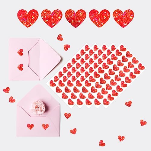 Amazon.com: Red Heart Shaped Sticker Gold Foil Valentine's Day Sticker ...