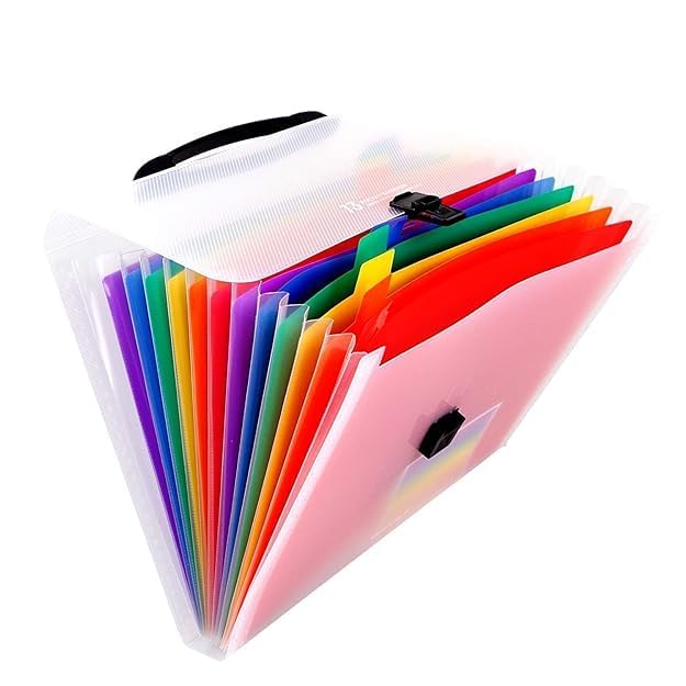 ANNIE Rainbow Expanding File Folder 13 Pocket File Organizer Index with ...