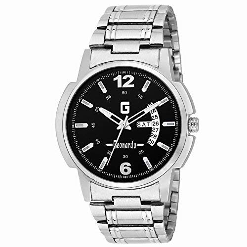 Geonardo Calando Black Dial Day and Date Watch For Men & Boys- GDM050 ...