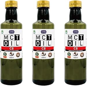 Amazon | C8 MCTオイル 500ml （原材料ココナッツ由来100％ 無添加 カプリル酸 C8 中鎖脂肪酸オイル） ワンタッチキャップで注ぎやすい 軽くてうれしい遮光ペットボトル ...