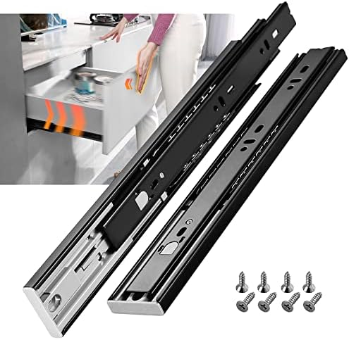 SOUJAP 2 Pair 10 Inch Black Push to Open Drawer Slides, 3 Fold Ball ...