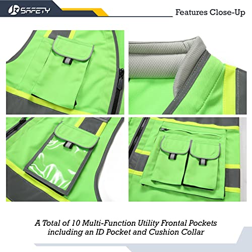 Snapklik.com : JKSafety 10 Pockets Hi-Vis Zipper Front Fluorescent ...