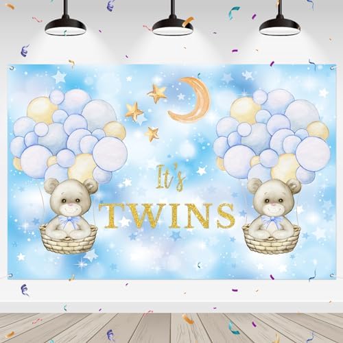 Amazon.com : WeBenison Bear It's Twins Backdrop Twins Birthday ...