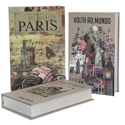 Kit 3 Caixas Livro Decorativo Porta Objetos 3 em 1 Decoração Casa Sala ...