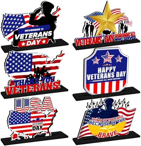 Amazon.com: Suzile 6 Pcs Veterans Day Table Decorations Happy Veterans ...