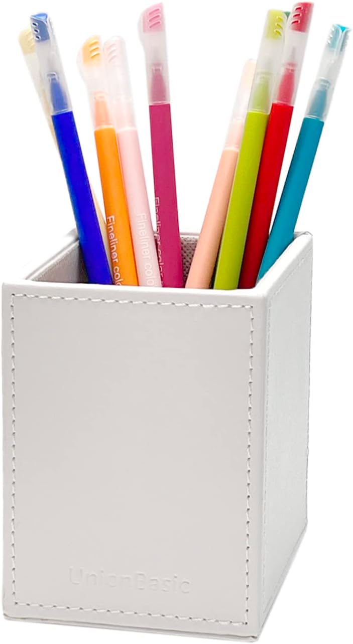 Amazon.com: UnionBasic Square Pen Holder, Leather Pencil Cup, Desktop ...